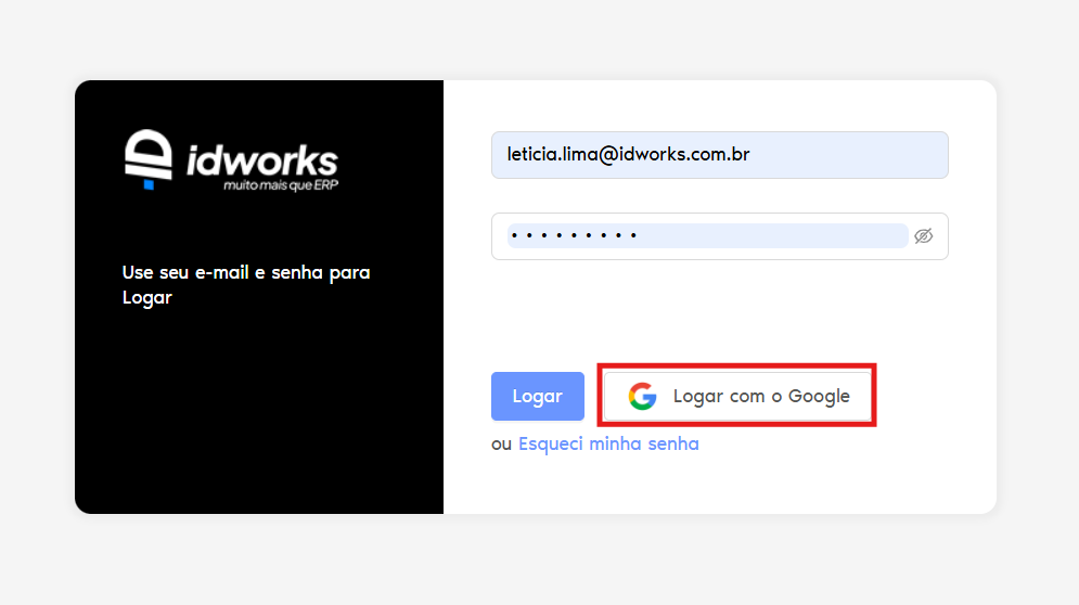 Logar com o Google – idworks